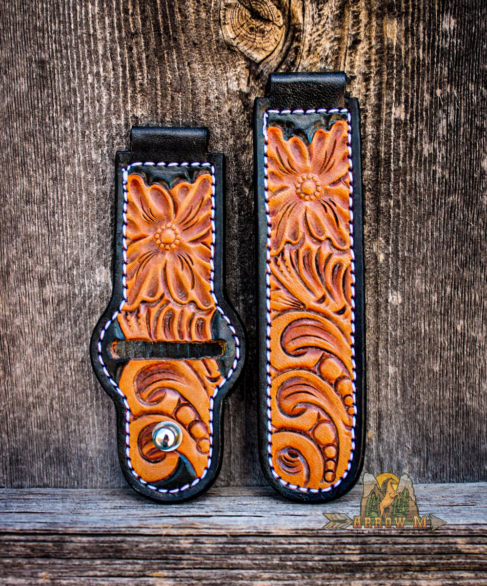 Fully Tooled Black and Natural – Arrow M Leather Work