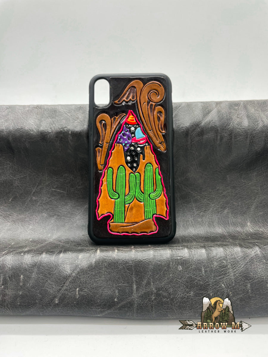 Arrowhead Spaceship—Hot Pink Border – Arrow M Leather Work